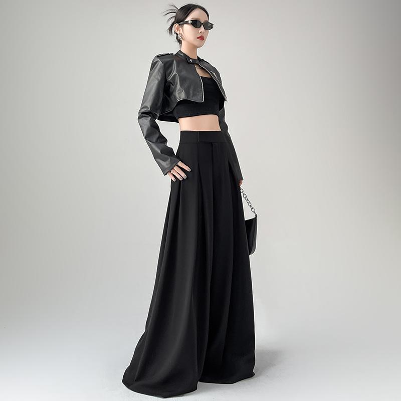 ・カテゴリ: パンツ・スタイル: 通勤・デザイン: ポケット・パンツのタイプ: ワイドレッグ・パンツ丈: フルレングス・ウエスト: ハイウエスト・素材: その他・素材構成: その他95%以上・カラー: ブラック、グレー、ホワイト・サイズ: ...