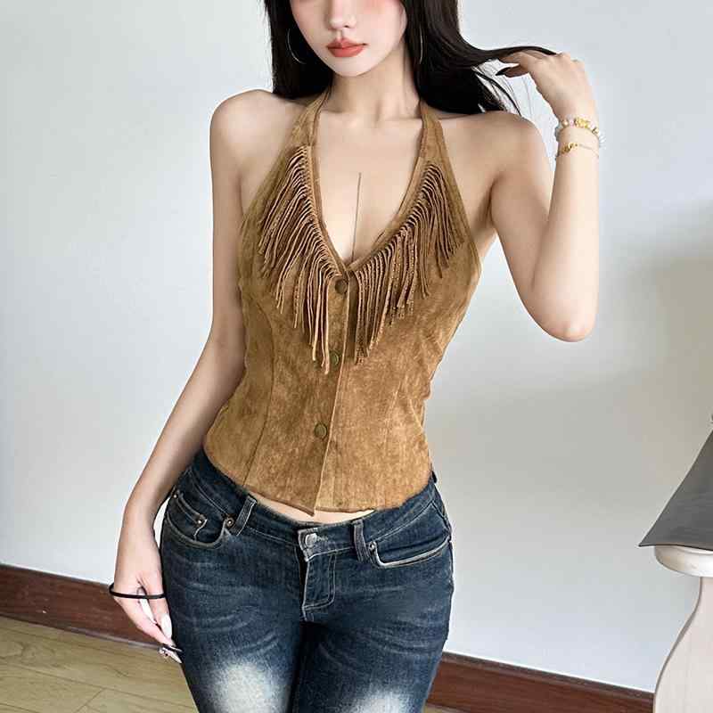 ・スタイル: ストリート系・デザイン: 無地・ネックライン: ホルターネック・シルエット: タイト・丈: 短め、40cm超50cm以下・素材: ポリエステル、スパンデックス・素材構成: ポリエステル90-95%、スパンデックス30%以下・対...