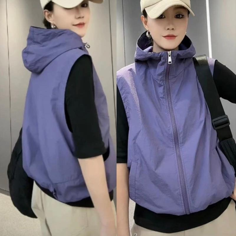 ・スタイル: カジュアル、リラックス・着丈: ミドル丈・襟型: フード付き・素材: ナイロン、アセテート繊維・色: ホワイト、ブラック、蓮色、カーキ、紫蘭色・サイズ: S、M、L、XL・対象年齢: 成人・性別: 女性・タイプ: カーディガン...