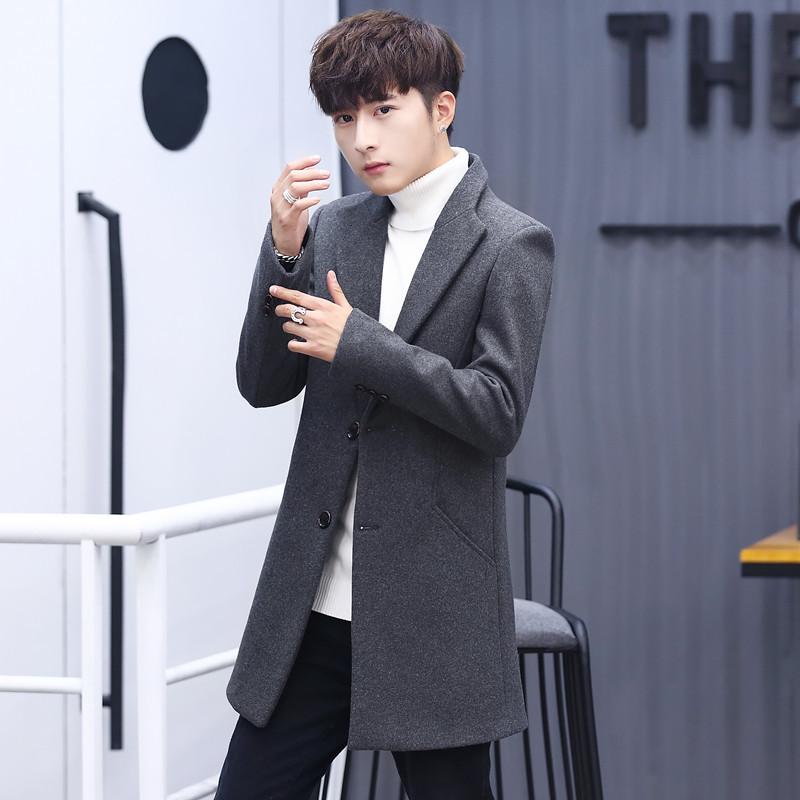 ・スタイル: 韓国風・対象: ビジネス・着丈: ミドル丈(65cm超～80cm以下)・襟の形: スタンドカラー・フード: なし・ベルト: なし・フロント: シングルブレスト・厚さ: 普通・柄: 無地・シルエット: レギュラー・素材: ウール...