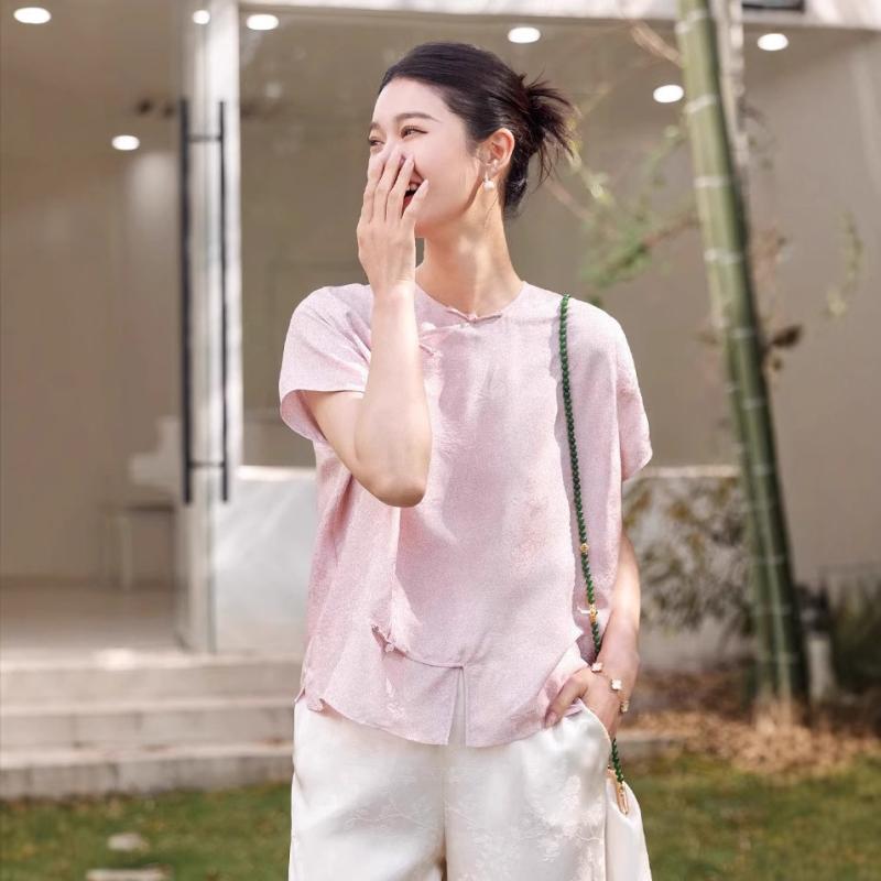 ・主な素材: 綿・スタイル: 基本款、通勤風・袖丈: 半袖・衣長: 普通款(50cm<衣長≤65cm)・ネックライン: ラウンドネック・袖のタイプ: ドロップショルダー・流行の要素: ジャカード・カラー: ピンク・サイズ: M・主な生...