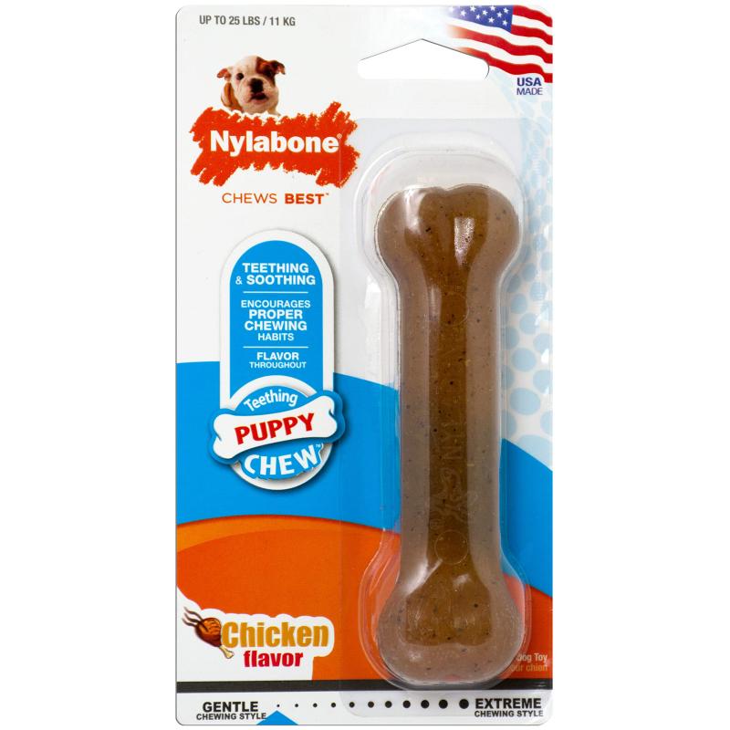 Nylabone Puppy Bone Flexible ChewNylabone Just for Puppies regular Chicken Flavored Bone Puppy Dog Teething Chew ToyRegular