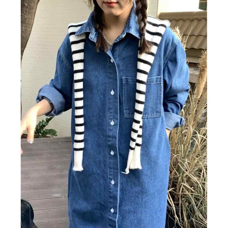 ・スタイル: OL通勤風・主な素材: ポリエステル90-95%・柄: 他の・デザイン: ステッチ・カテゴリ: ワンピース・スカート丈: ミディアムレングス・スカートタイプ: ストレート・ネックライン: ポロ・袖丈: 長袖・ウエスト: ルーズ...
