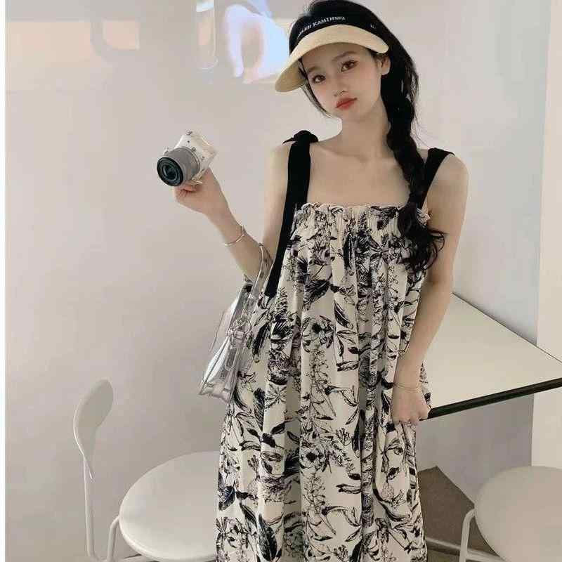 ・素材: ポリエステル繊維・柄: 水墨画・スタイル: 吊りスカート・スカート丈: ロング・スカートタイプ: Aライン・ネックライン: 吊り首・袖丈: ノースリーブ・流行の要素: レースアップ・カラー: 画像色・サイズ: S, M, L, X...