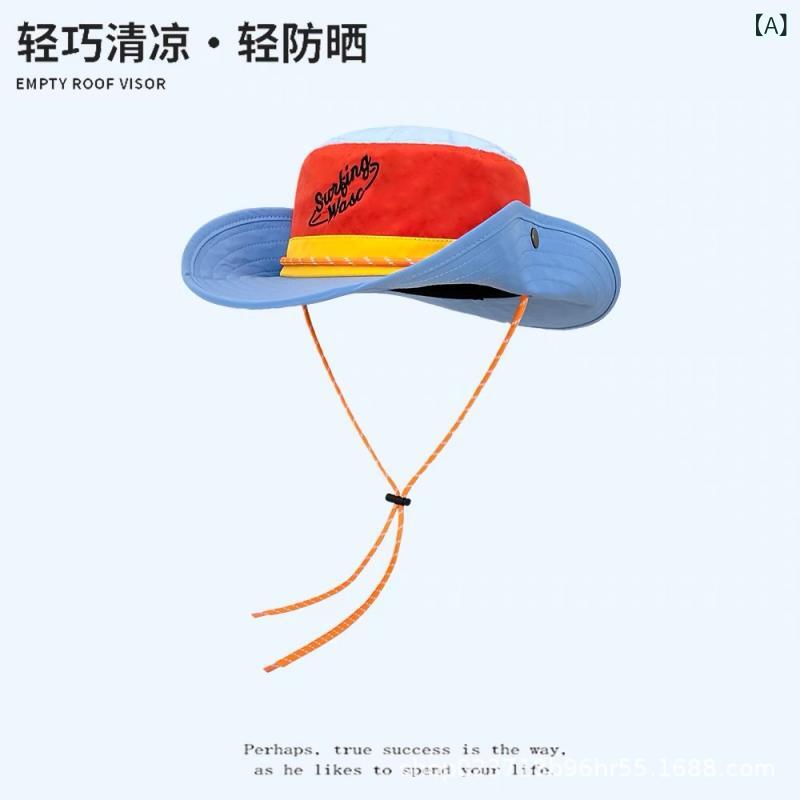 ・カテゴリ: 漁夫帽・スタイル: 日韓風、清新甜美・柄: スプライス・カラー展開: 橘紅黒字、赤色白字、緑色白字、浅藍黒字、粉色浅藍字、紫色白字、白色藍字、黄色金字・サイズ展開: M（頭囲56-58cm）・機能: 防晒、速乾、透気、防水、防...
