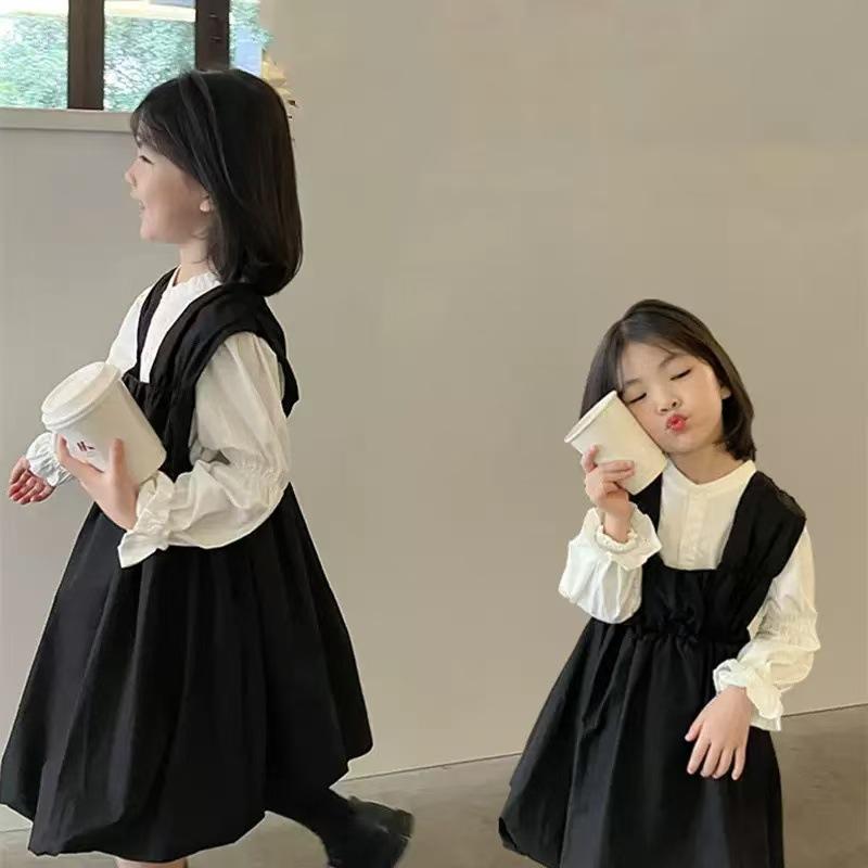 ・対象: キッズ・スタイル: 韓国風・セット内容: スカート、トップス (2点セット)・袖丈: 長袖・フード: なし・生地: 綿・厚さ: 普通・柄: 無地・素材: 綿60%・安全レベル: B類・クロージャー: プルオーバー・色: ブラック・...