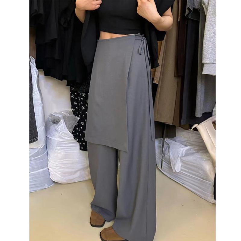 ・素材: デニム・スタイル: カジュアル、韓国風・パンツのタイプ: ストレート・パンツ丈: フルレングス・股上: ハイウエスト・生地の厚さ: 薄手・カラー: グレー、ブラック・サイズ: S、M、L