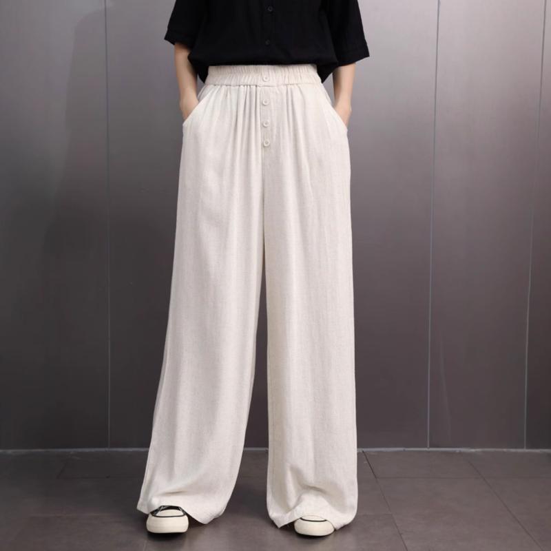 ・素材: 綿麻、亜麻・商品番号: C006-2105・パンツのタイプ: ワイド・パンツ丈: フルレングス・カラー: ホワイト、ブラック・サイズ: フリーサイズ・スタイル: 日韓カジュアル、リラックス・カテゴリ: カジュアルパンツ・主素材の含...