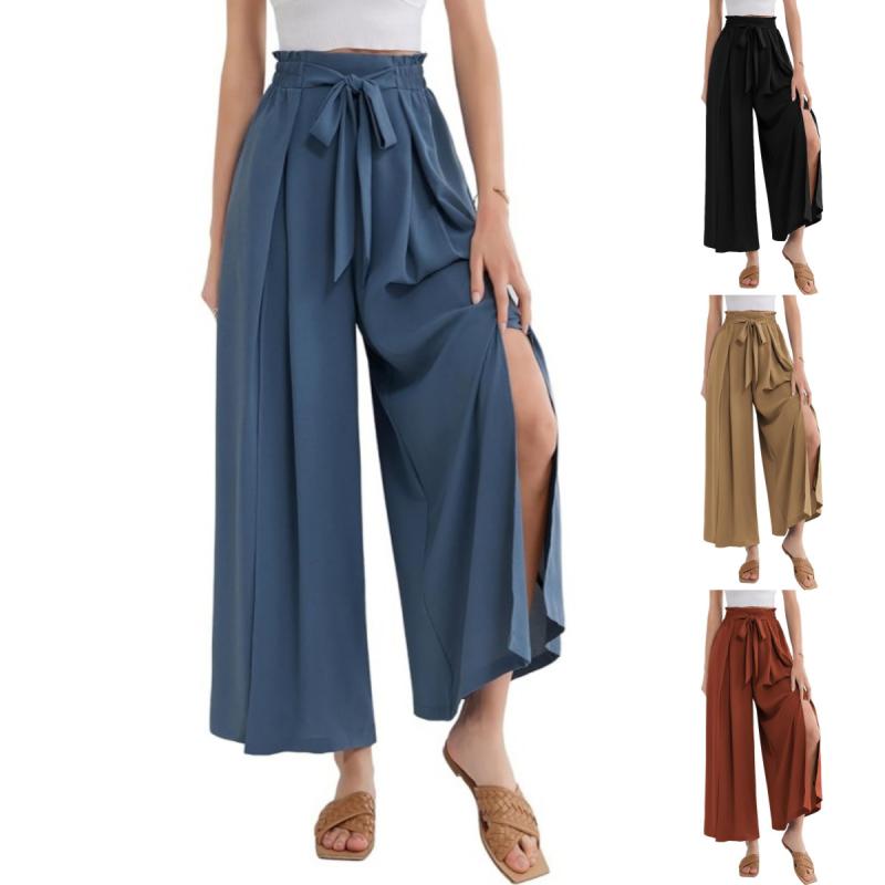 ・素材: ポリエステル・パンツ型: ワイドレッグ・パンツ丈: フルレングス・ウエスト: ハイウエスト・厚さ: 薄手・デザイン: ストラップ・カラー: ブラック、カーキ、ミリタリーグリーン、ネイビー・サイズ: S、M、L、XL・スタイル: 日...