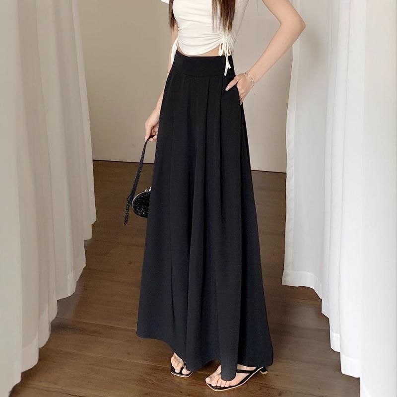 ・素材: ポリエステル・パンツ型: スカートパンツ・パンツシルエット: フレア・パンツ丈: フルレングス・股上: ハイウエスト・厚さ: 薄手・デザイン: プリーツ・カラー: 杏色、ブラック、ブルー・サイズ: S、M、L、XL、XXL、XXX...