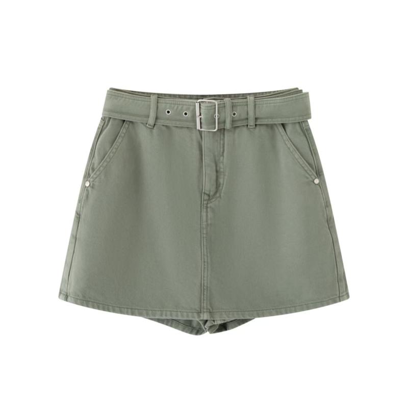 ・素材: その他・パンツ丈: ショートパンツ・スタイル: カジュアル・パンツ型: ストレート・ウエスト: ハイウエスト・厚さ: 薄手・カラー: グリーン・サイズ: S、M、L、XL・伸縮性: ややあり・対象: レディース・カテゴリ: カジュ...