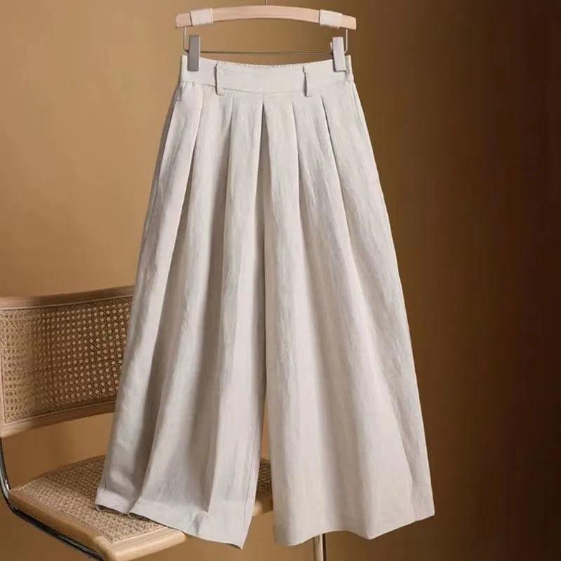 ・素材: 麻、綿・パンツ型: ワイドレッグ・パンツ丈: 七分丈・ウエスト: ハイウエスト・厚さ: 薄手・特徴: ポケット・カラー: ベージュ、緑、赤、白、黒・サイズ: M, L, XL, 2XL, 3XL・スタイル: 文芸復古・対象: 女性...