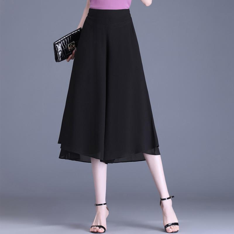 ・素材: ポリエステル・パンツ型: ワイドレッグ・パンツ丈: 七分丈・ウエスト: ハイウエスト・厚さ: 中厚・ポケット: 有り・カラー: ブラック、ネイビー・サイズ: M、L、XL、XXL、XXXL、4XL・スタイル: 通勤・伸縮性: 微ス...