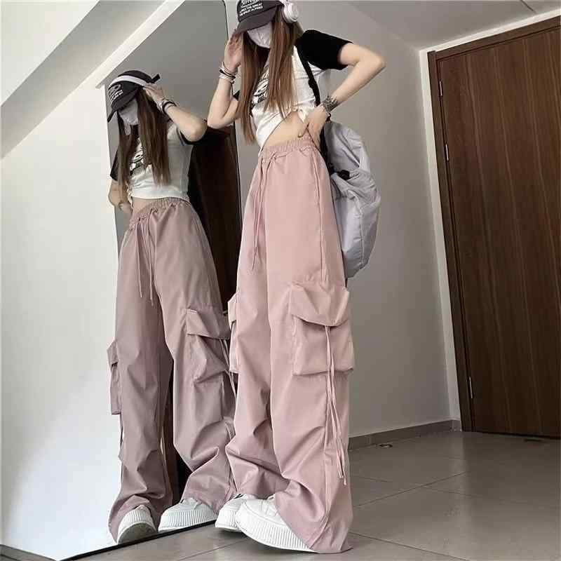 ・素材: 綿混紡・スタイル: ストリート・パンツのタイプ: ストレート・パンツ丈: フルレングス・股上: ハイウエスト・厚さ: 普通・デザイン: ポケット・カラー: ブラック、イエロー、ピンク、スカイブルー、アプリコット・サイズ: S、M、...