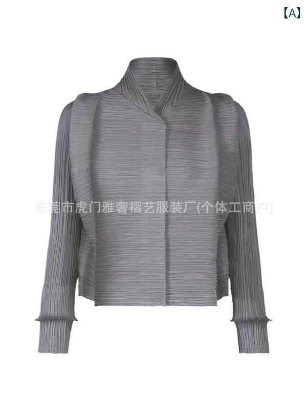 ・素材: ポリエステル・柄: 無地・シルエット: ゆったり・組み合わせ: 単品・厚さ: 薄手・着丈: 普通丈（50cm超65cm以下）・袖丈: 長袖・袖のタイプ: バットスリーブ・ネックライン: スタンドカラー・デザイン: プリーツ・カラー...