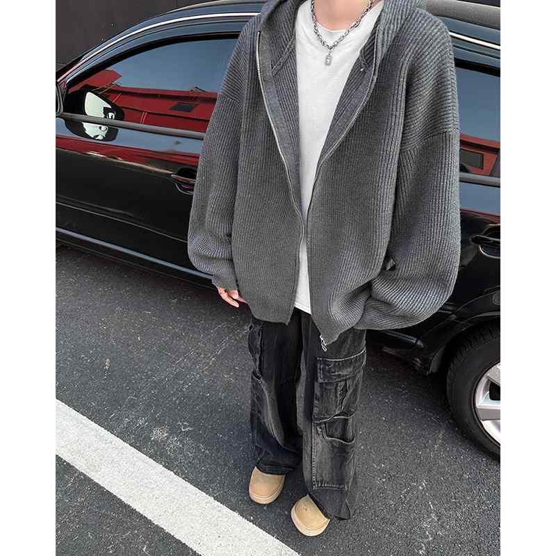 ・カテゴリ: ニットカーディガン・スタイル: 韓国風・タイプ: カーディガン・シルエット: ゆったり・ネックライン: ラウンドネック・袖丈: 長袖・厚さ: 普通・対象年齢: 成人・対象: メンズ・素材: ポリエステル繊維90%・色: グレー...