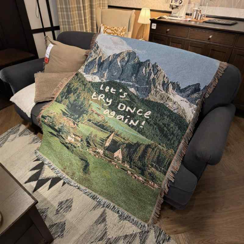 ・素材: 綿・重さ: 1000g～1499g・柄: 風景・スタイル: 北欧・カラー: アルプス山・サイズ: 130cm×160cm（フリンジ含む）・カテゴリ: ブランケット