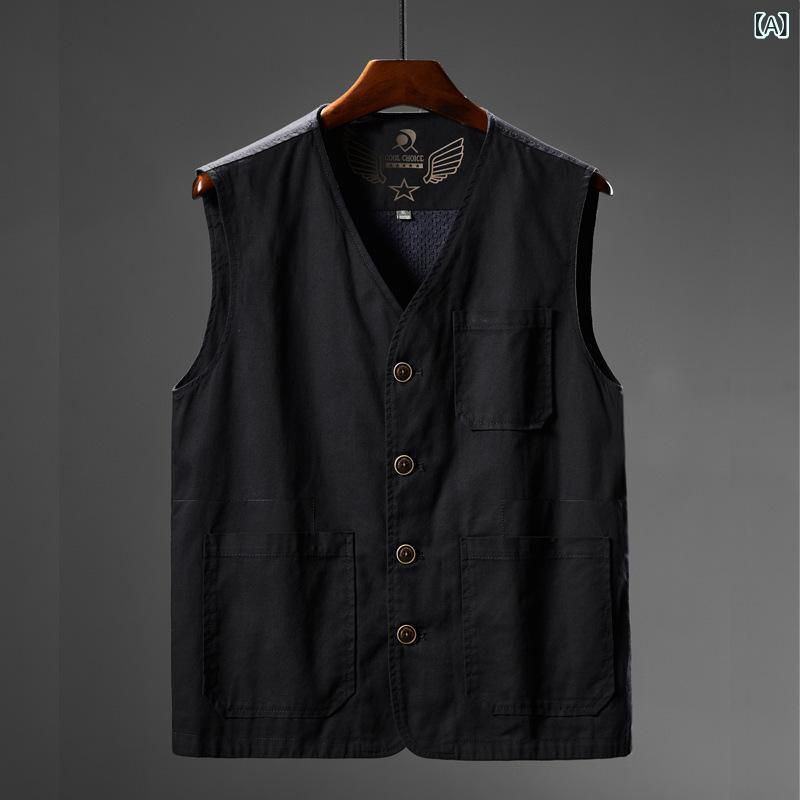 ・項目名: カテゴリ・値: 綿服ベスト・項目名: スタイル・値: カジュアル・項目名: 対象年齢・値: 成人・項目名: 対象・値: 男性・項目名: タイプ・値: ルーズ・項目名: 前立て・値: シングルブレスト・項目名: 襟・値: 襟なし・...