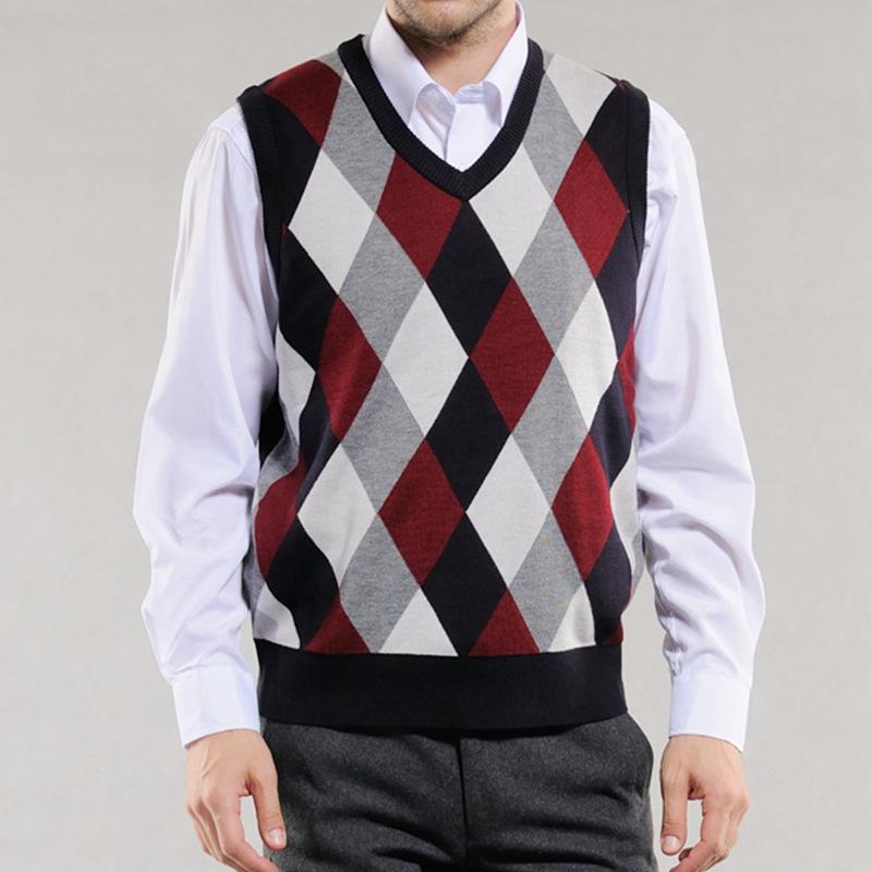 ・カテゴリ: ベスト・スタイル: ビジネス・対象年齢: 成人・対象: 中年・性別: 男性・素材: 30%羊毛、70%綿混紡・ネックライン: Vネック・袖丈: ノースリーブ・柄: その他・サイズ展開: M、L、XL、XXL、XXXL・カラー:...