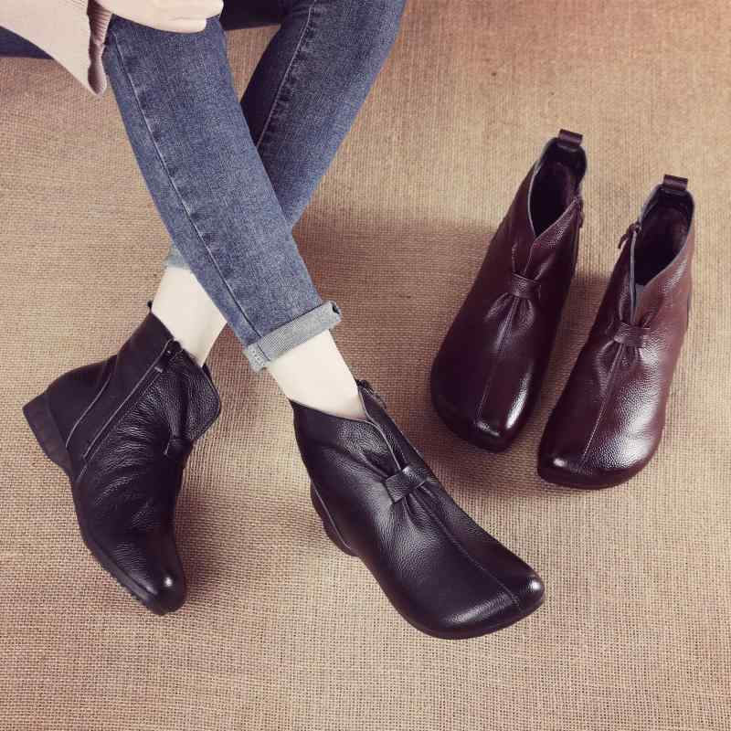 ・カテゴリ: 綿靴・適合シーズン: 春、秋・ヒールの高さ: 低め（1-3cm）・パターン: 無地・つま先の形状: ラウンドトゥ・人気の要素: 花・対象性別: 女性・アッパー素材: 牛革・ソール素材: ゴム・インナー素材: 人造毛・靴の高さ:...