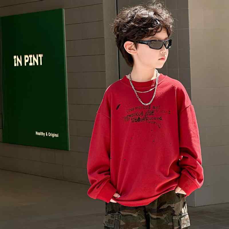 ・対象: キッズ・スタイル: 韓国・生地加工: 柔らか обработка・柄: その他・厚さ: 普通・袖丈: 長袖・留め具の種類: プルオーバー・フード: なし・素材: 綿, ポリエステル・素材構成: 綿70%, ポリエステル30%・安全...