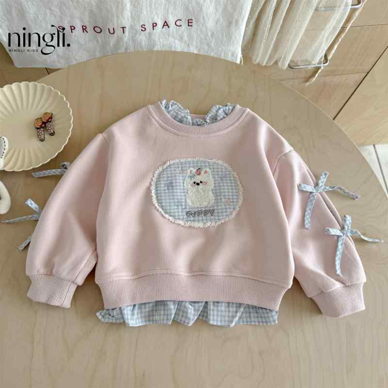 ・商品カテゴリ: 子供用スウェット・対象: 女児・スタイル: 韓国風・対象年齢: 3～8歳 (100～140cm)・シーズン: 春秋・生地加工: 柔らか加工・柄: 漫画、格子柄・厚さ: 普通・袖丈: 長袖・留め方: プルオーバー・フード: ...