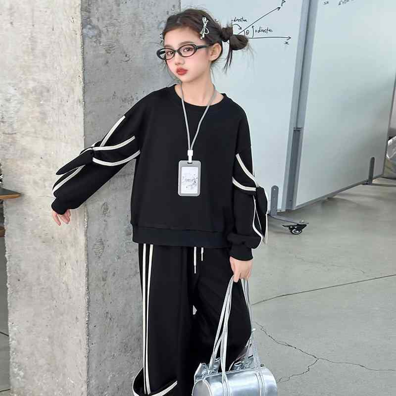 ・商品番号: 大75-5钱多QDD-25012套装・対象: 女児・スタイル: 韓国風・セット内容: トップス、パンツ・アイテム数: 2点・対象年齢: 子供(8歳以上、140cm以上)・シーズン: 春、秋・袖丈: 長袖・フード: なし・パンツ...