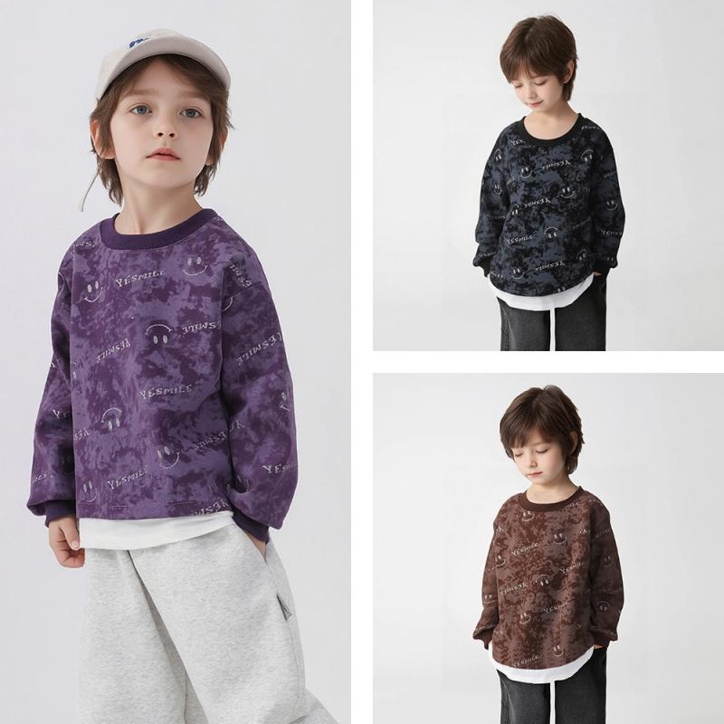 ・対象: 男の子・スタイル: 韓国風・柄: カートゥーン、文字、迷彩・袖丈: 長袖・タイプ: プルオーバー・フード: なし・素材: 綿65%・生地: 華棉・厚さ: 普通・安全レベル: A類・インナー: ポリエステル繊維・色: 紫、カーキ、ダ...