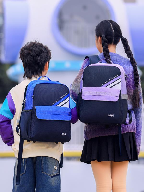 ・対象: 男女兼用・対象年齢: 小学校1～4年生・素材: 1000D古治尼ロン・機能: 通気性、超軽量、負担軽減、脊椎保護・スタイル: 子供向け、かわいい・裏地: ポリエステル・柄: 無地・デザイン: 配色・色: ラインブルー、スターパープ...
