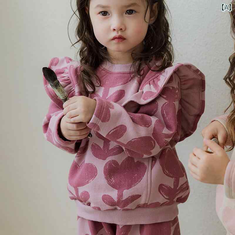 ・対象: 女児・スタイル: スイート・対象年齢: 3～8歳 (100～140cm)・シーズン: 冬、秋・生地加工: 柔らか обработка・柄: 花柄・厚さ: 普通・袖丈: 長袖・クロージャー: プルオーバー・フード: フードなし・写真...