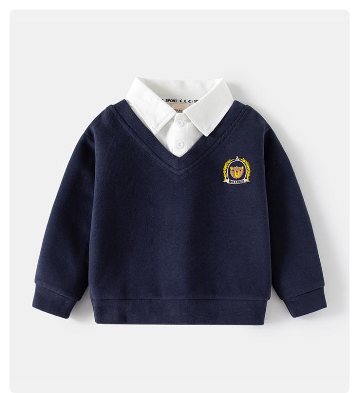 ・カテゴリ: 子供用スウェット・対象: 男の子・スタイル: カジュアル・柄: 抽象・厚さ: 普通・袖丈: 長袖・留め具の種類: プルオーバー・フード: なし・要素: 流行・生地: 綿混紡・主な生地の組成: 綿65%・カラー: ダークブルー、...