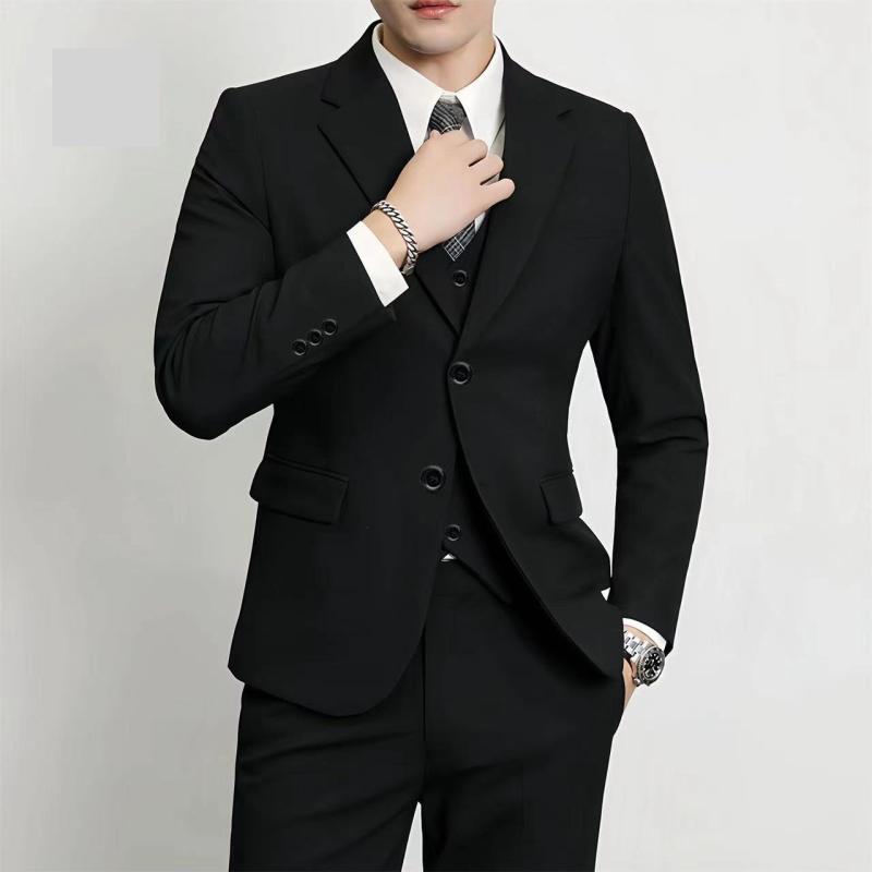 ・カテゴリ: スーツ・スタイル: ビジネス・襟の形: ノッチドラペル・フロント: シングルブレスト2つボタン・ベント: 背面中央・シルエット: スリム・厚さ: 普通・ディテール: ステッチ・色: ブラック（スーツ+パンツ）、グレー（スーツ+...