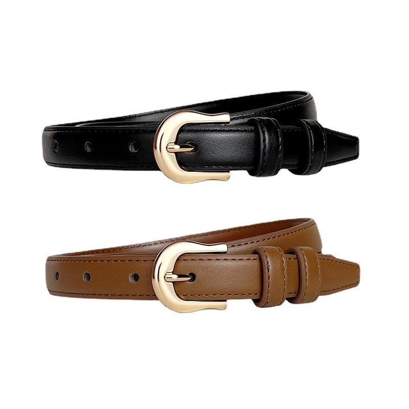 ・素材: 牛革・バックル素材: 合金・バックルタイプ: ピンバックル・カラー: ブラック、ブラウン、コーヒー・ベルト幅: 2cm未満・長さ: 90cm、95cm、100cm、105cm、110cm、115cm・スタイル: 百搭、カジュアル、...