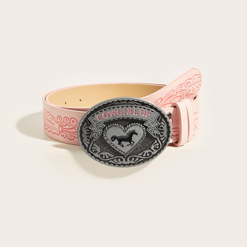 ・素材: PUレザー・バックル素材: 合金・バックルタイプ: 平滑・カラー: ピンク（馬柄エンボス）、ピンク（花柄エンボス）・幅: 太め（4cm超）・長さ: 102cm、112cm、122cm・サイズ: 102、112、122・バックルデザ...