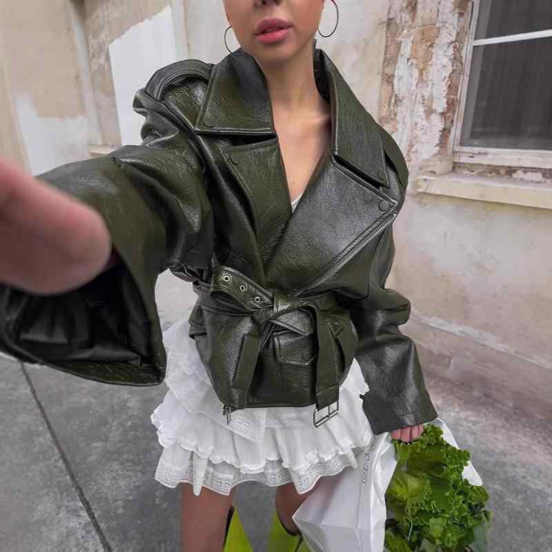 ・着丈: 普通(50cm～65cm)・襟型: 襟付き・流行要素: ジッパー・色: 緑・サイズ: S, M, L・スタイル: ストリート・フィット: ゆったり・袖丈: 長袖・袖のタイプ: レギュラー・対象年齢: 大人・対象性別: 女性・製品カ...