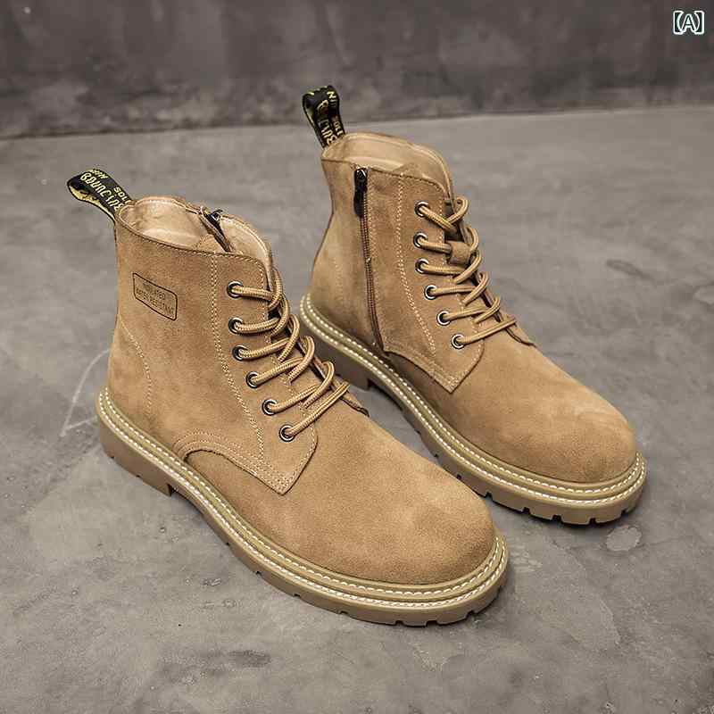 ・カテゴリ: ブーツ・対象年齢: 青年 (18～40歳)・靴の材質アッパー: 牛革スエード・靴底の材質: 牛筋・対象性別: 男性・スタイル: 英国風・つま先の形状: ラウンドトゥ・ヒールの高さ: ミドルヒール (3～5cm)・ヒールの形状:...