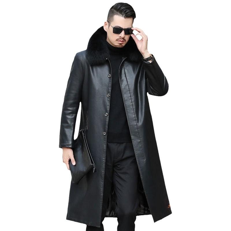 ・スタイル: シンプル・着丈: ロング(80cm超100cm以下)・シルエット: ゆったり・襟型: 襟付き・前立て: シングルブレスト・フード: なし・素材: 人工皮革(PU)・対象: ミドルエイジ・シーン: カジュアル・シーズン: 冬・加...