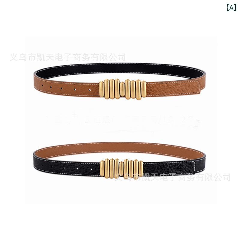 ・素材: 真皮、二層牛革・バックル素材: 合金・バックル留め具の種類: スムースバックル・カラー: ブラック/ブラウン、ホワイト/ブルー・ベルト幅: 2～4cm・長さ: 95cm、100cm・スタイル: ビジネス、万能、エレガント、シンプル...