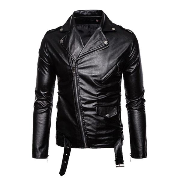 ・カテゴリ: 皮衣/皮夹克・スタイル: 韓国版・対象年齢: 成人・対象: 男性・長さ: 普通(50cm超65cm以下)・タイプ: タイト・襟型: 襟付き・前立て: ジッパー・フード: なし・素材: PU・デザイン: 無地・ディテール: ジッ...