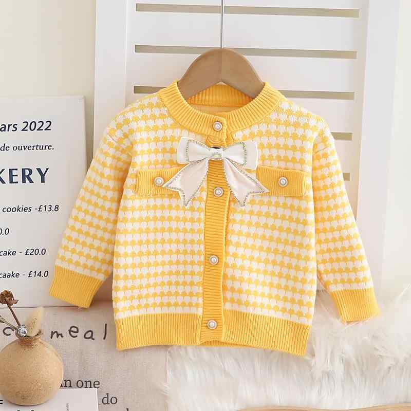 ・対象: 女児・スタイル: 韓国風・対象年齢: 乳幼児(1~3歳, 80~100cm)・シーズン: 冬、春、秋・毛糸の太さ: 普通・厚さ: 普通・袖丈: 長袖・留め具: シングルブレスト・柄: 無地・実物写真: モデルなし・要素: カーディ...