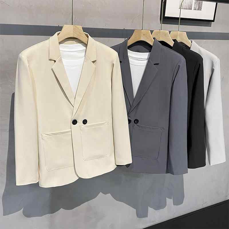 ・カテゴリ: ジャケット・対象年齢: 18-24歳・前立て: シングル2つボタン・素材: 酢酸繊維100%・襟の形: ノッチドラペル・フィット: 標準・厚さ: 普通・ディテール: ボタン・カラー: ブラック、アプリコット、ダークグレー、ライ...