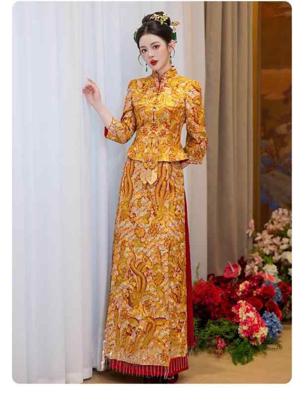 ・素材: ポリエステル・カテゴリ: ドレス・カラー: 金、刺繍・サイズ: S、M、L、XL、XXL・襟の形: スタンドカラー・袖丈: 長袖・対象: レディース