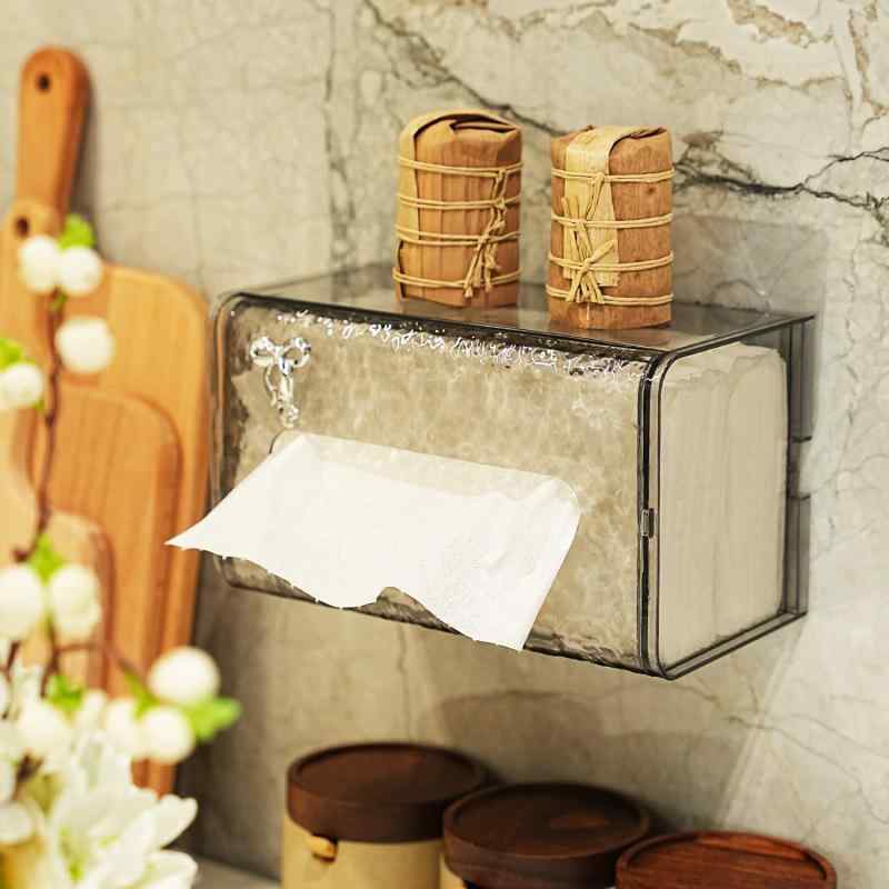 ・素材: PET・用途: 抽取式ティッシュ・場所: 浴室・色: 透黒, 透明白・機能: 防水・スタイル: 轻奢