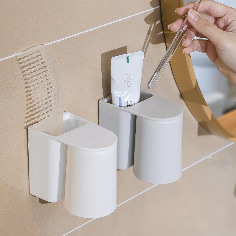 ・カテゴリ: 歯ブラシホルダー・機能: 穴あけ不要・素材: その他・タイプ: 吸盤式・カラー: ホワイト、グレー