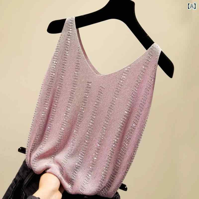 ブランド: 他のデザイン: キャミソールタイプ襟タイプ: Vネックプレートタイプ: ゆったり型服の長さ: 通常スタイル（50cm＜着丈≦65cm）パターン: 純色流行の要素: つなぎ合わせ発売年/季節: 2022年夏生地名: ニットメイン生...