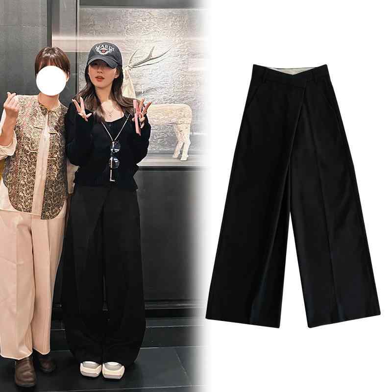 ・素材: 綿・パンツ型: ワイドレッグ・パンツ丈: ロング・カラー: ブラック・サイズ: S, M, L・スタイル: ストリートヒップホップ・主素材含有量: 95%以上・適用性別: 女性・製品カテゴリ: カジュアルパンツ