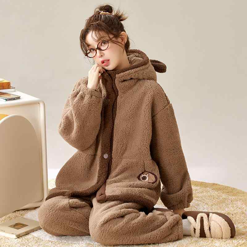 ・カテゴリ: セットアップ・素材: ポリエステル100%・生地: サンゴフリース・厚さ: 厚手・ネックライン: 襟付き・袖丈: 長袖・パンツ丈: フルレングス・機能: リラックス, 通気性, 睡眠, ホームウェア, 快適, 外着・対象: 若...