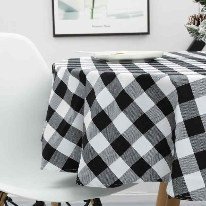 ・素材: ポリエステル・形状: 円形・カラー: 黒白格子, 赤黒格子・サイズ: 100cm, 120cm, 140cm・機能: 防滑, 耐摩耗, 防塵, 美化装飾, 防燙隔熱・スタイル: アメリカ式・柄: 格子・カテゴリ: テーブルクロス