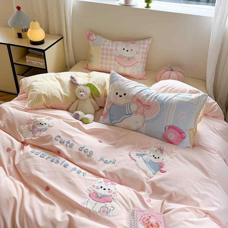 ・生地密度: 133x72・生地の糸番手: 40番手・染色方法: 反応染め・織り方: 刺繍・重量: 約2000～2500g・柄: 無地・スタイル: ベッドシーツタイプ・サイズ: 1.2mベッドシーツ3点セット（掛け布団カバー150*200c...