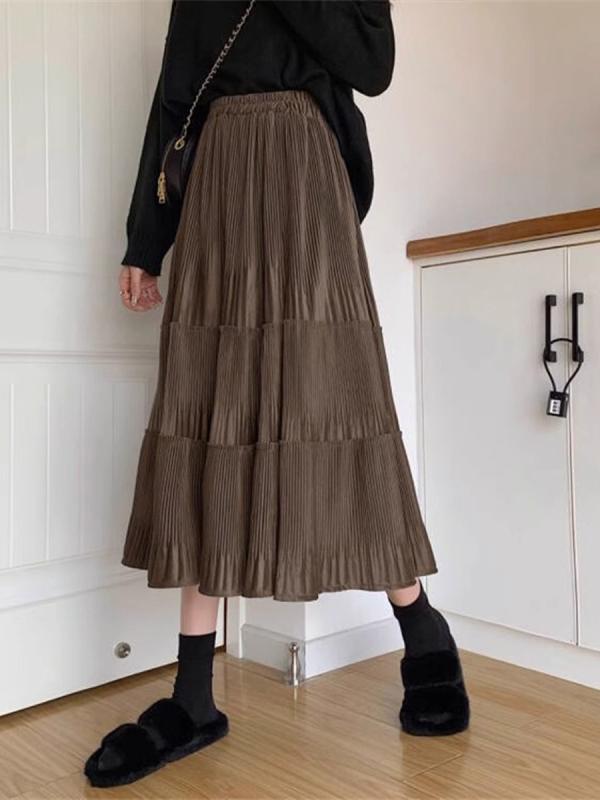 ・工艺: 拼接・面料名称: 涤纶・主な素材: ポリエステル・スカートタイプ: ケーキスカート・スカート丈: ミモレ丈・流行の要素: 拼接・カラー: ブラック, キャメル・サイズ: M, L, XL, 2XL, 3XL・スタイル: 通勤・生地...